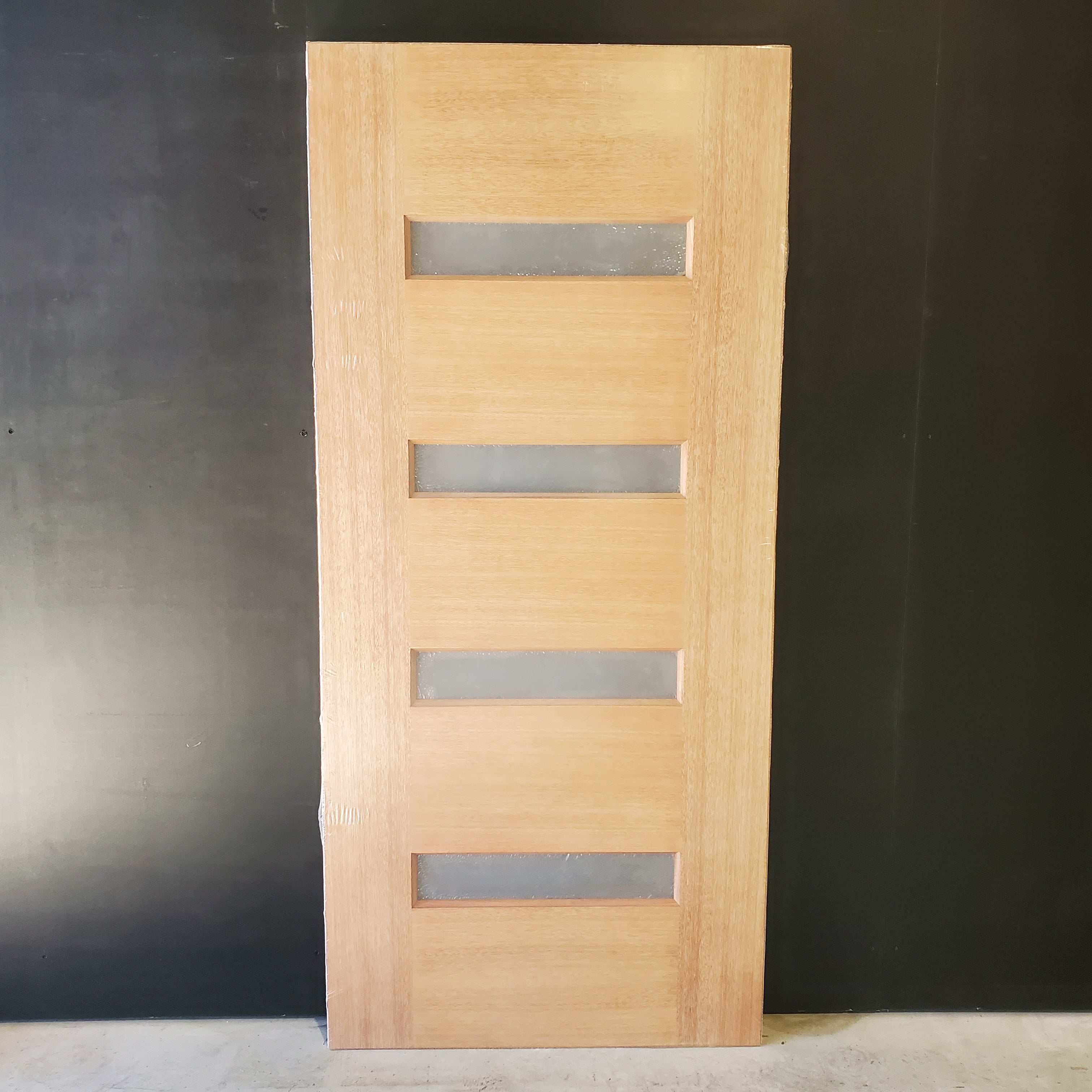 2040 x 920 x 40 timber entry door with 4 x horizontal frosted glass ...